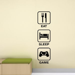 Eat Sleep Game Wall Decal Poster Video Game Gifts for Gamers Kids PS4 ...