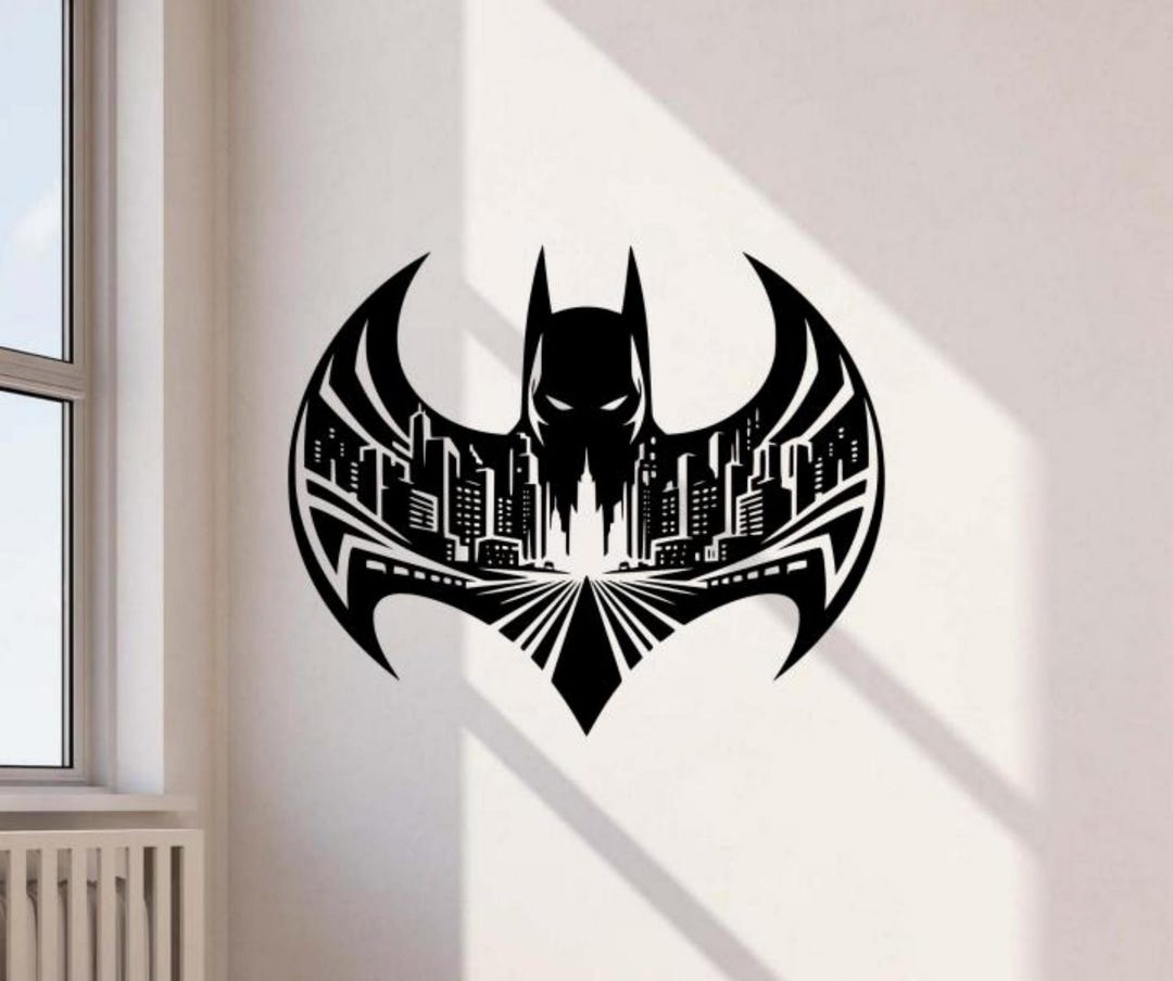 Bat Wall Decal Vinyl Sticker Superhero Wall Decor Sign Mural Poster ...
