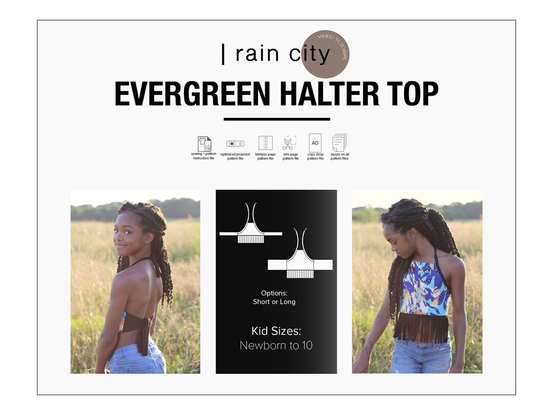Evergreen Halter Top PDF Sewing Pattern newbown to Size 10 - Etsy Australia