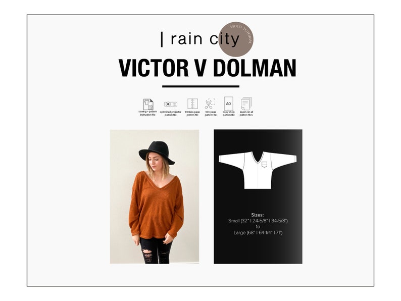 PDF Sewing Pattern Victor V-neck Dolman Sewing Pattern | Etsy