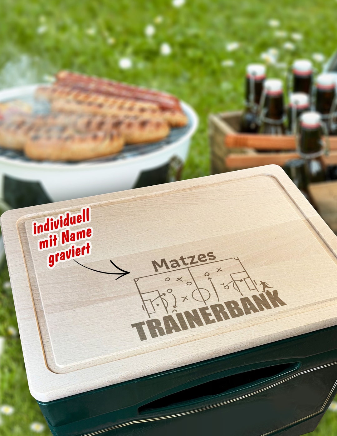 Bierkastensitz Trainerbank mit Name, Bierbank, Geschenkidee Vatertag ...