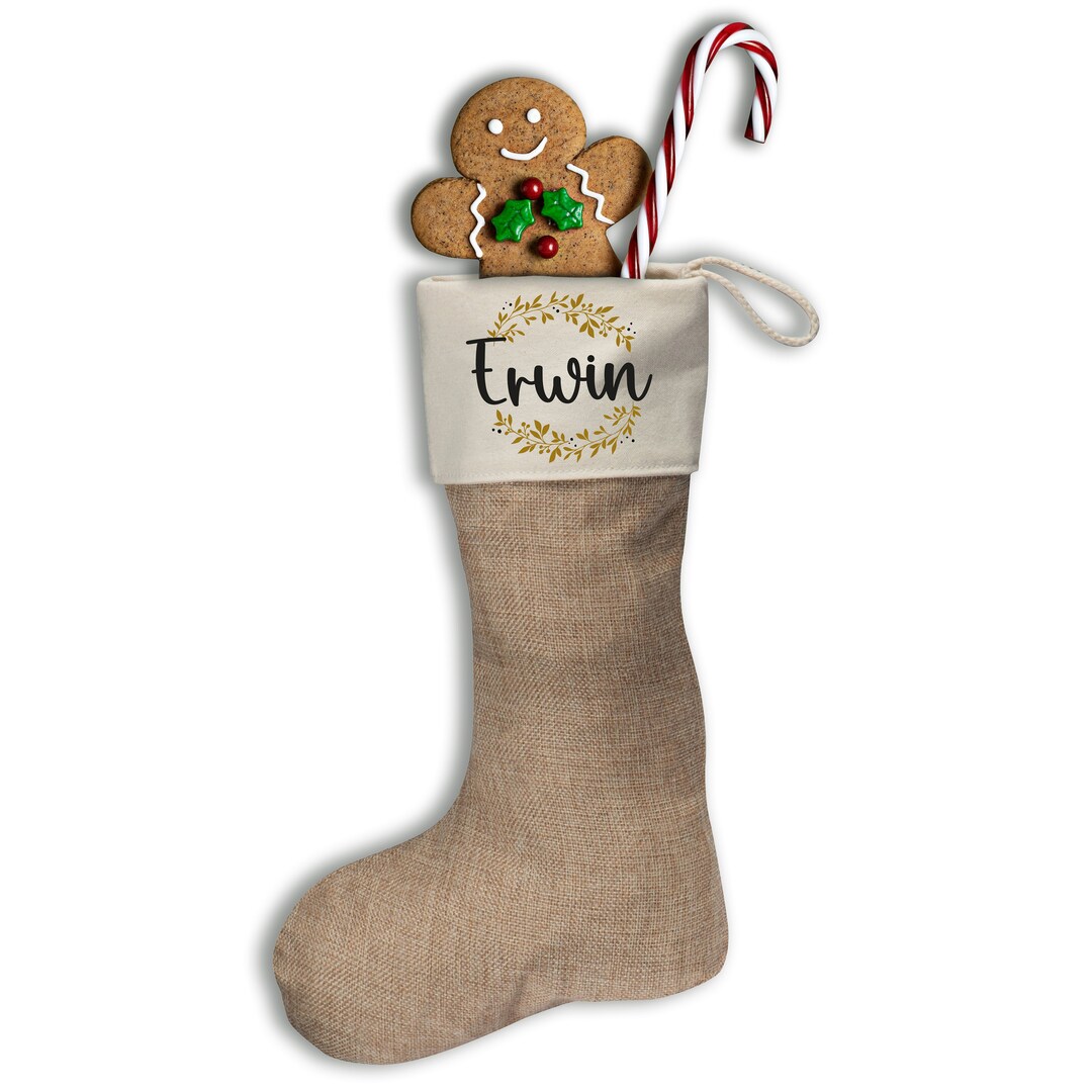 Santa Boot Personalized With Name, Jute Santa Stocking Christmas ...
