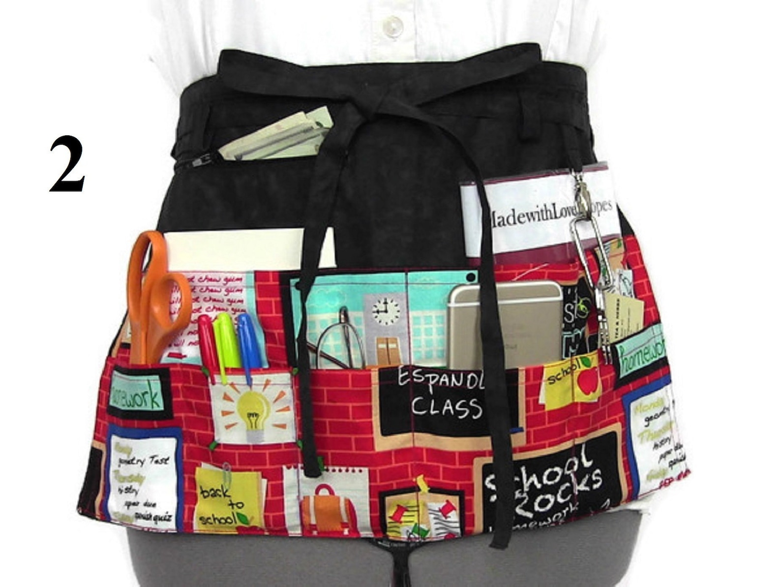Teacher Apron/Apron with Pockets/Half Apron with Zipper | Etsy