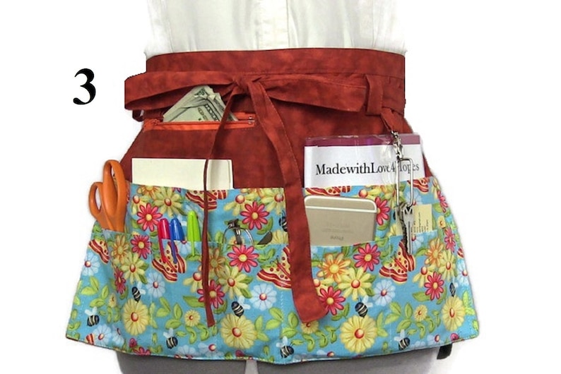 Teacher Apron/apron With Pockets/half Apron With Zipper Pocket/mothers ...
