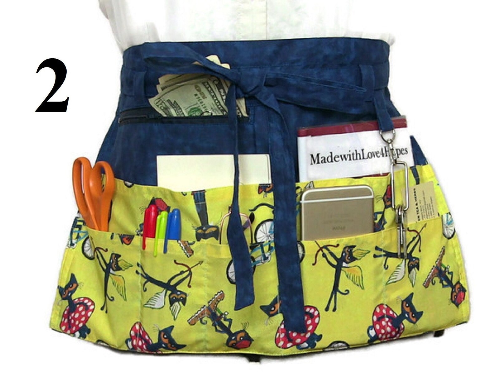 Teacher Apron With Pockets/half Apron With Zipper Pocket/teacher ...
