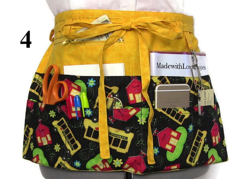 Teacher Apron/Apron with Pockets/Half Apron with Zipper | Etsy
