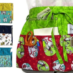 Teacher Apron With Pockets/half Apron With Zipper Pocket/reading ...