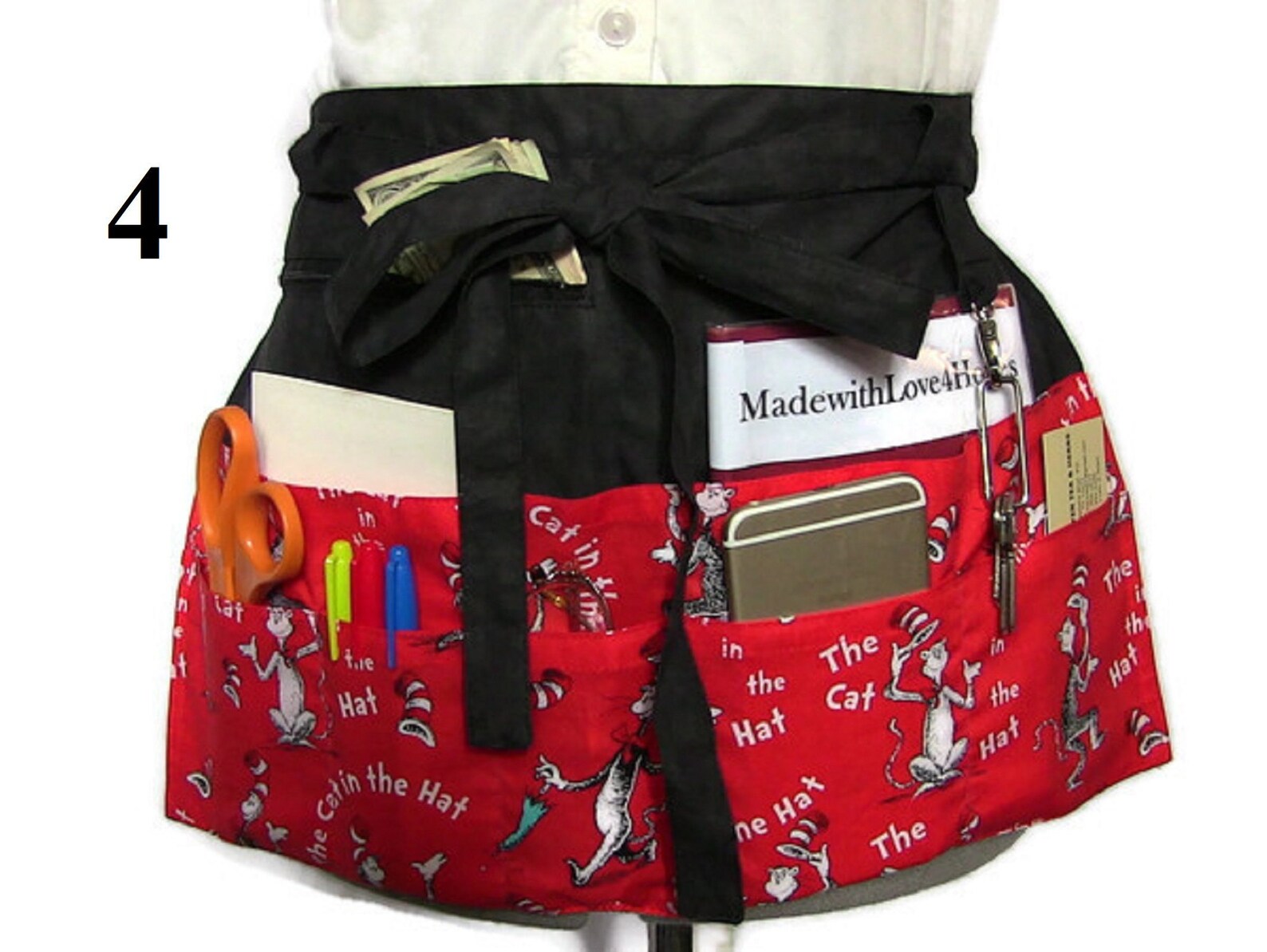 Teacher Apron With Pockets/half Apron With Zipper Pocket/teacher ...