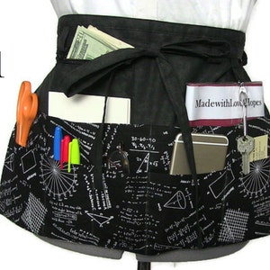 Teacher Apron/apron With Pockets/cash Apron/half Apron With Zipper ...
