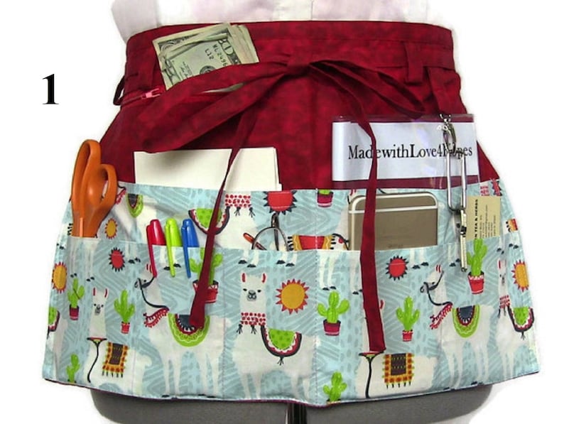 Teacher Apron/apron With Pockets/half Apron With Zipper Pocket/teacher ...