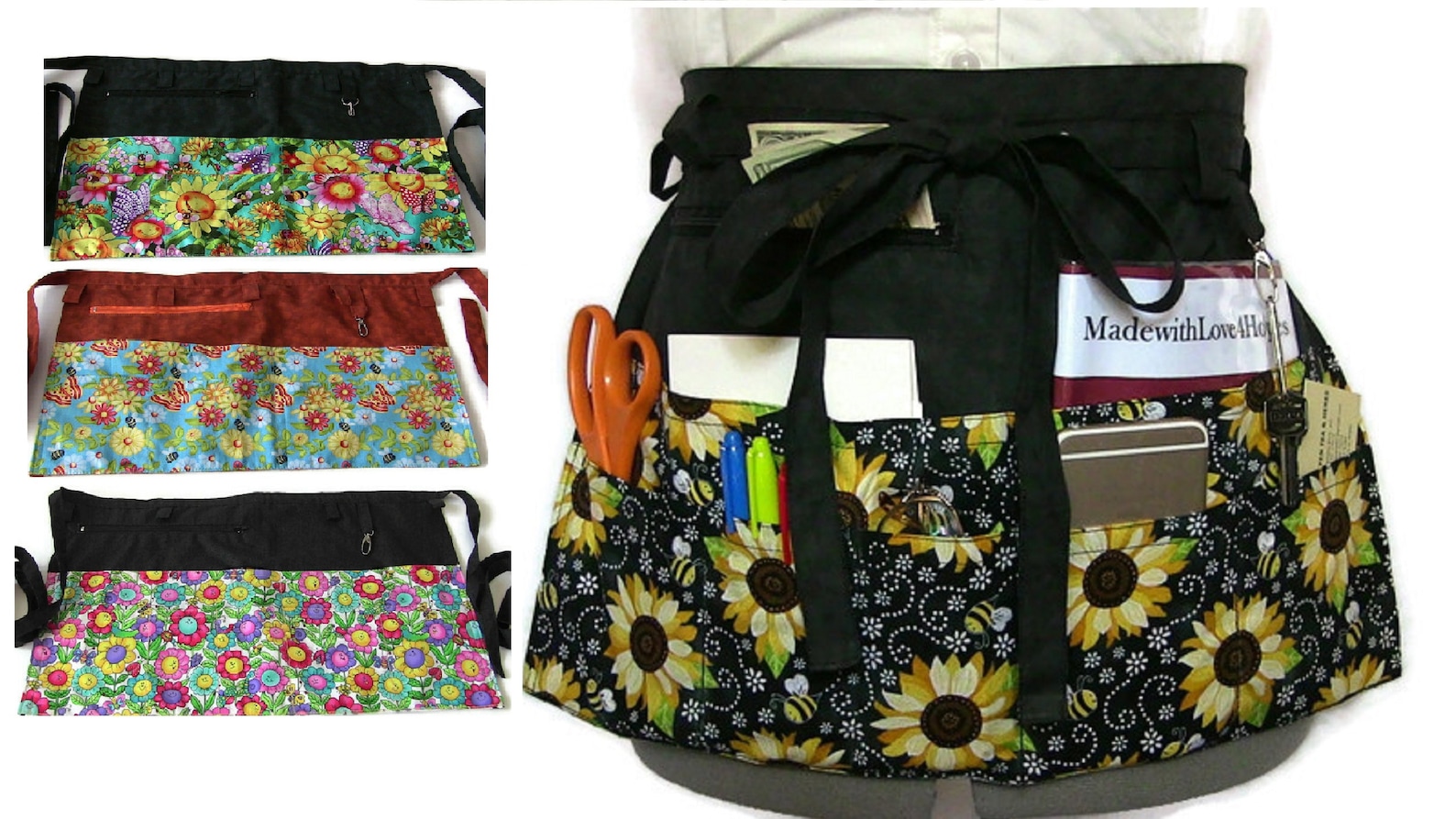 Teacher Apron/apron With Pockets/half Apron With Zipper Pocket/mothers ...
