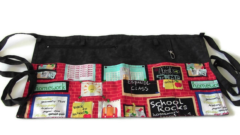 Teacher Apron/Apron with Pockets/Half Apron with Zipper | Etsy