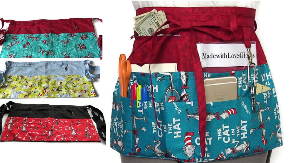 Teacher Apron With Pockets/half Apron With Zipper - Etsy Canada