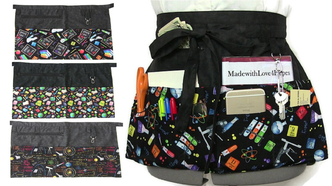 Teacher Apron/apron With Pockets/half Apron With Zipper Pocket/teacher ...