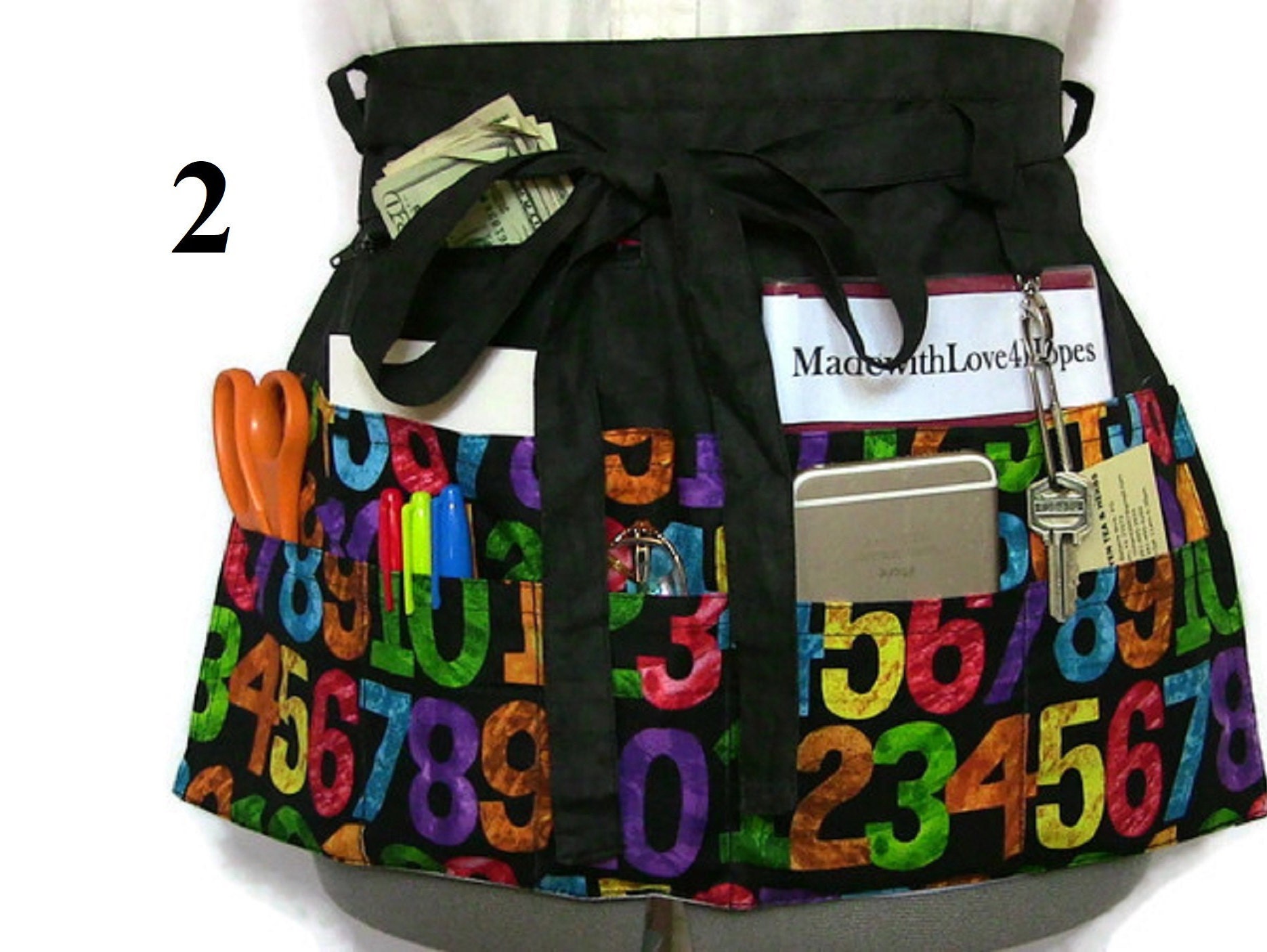 Teacher Apron/apron With Pockets/half Apron With Zipper Pocket/teacher ...