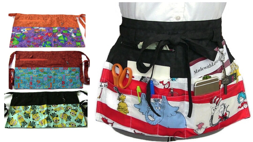 Teacher Apron/apron With Pockets/half Apron With Zipper Pocket/teacher ...