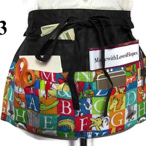 Teacher Apron With Pockets/half Apron With Zipper Pocket/reading ...
