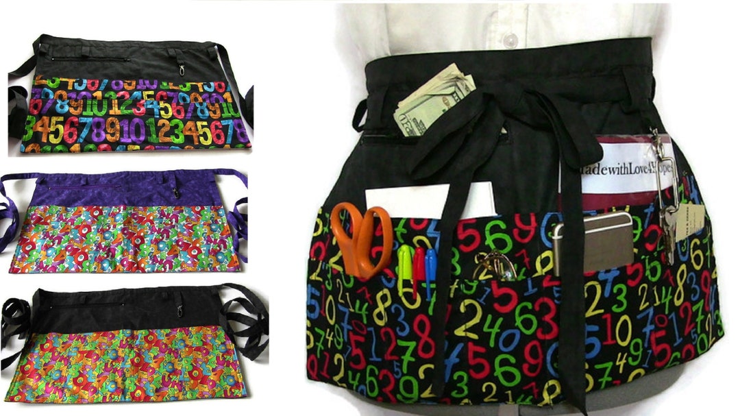 Teacher Apron/apron With Pockets/half Apron With Zipper Pocket/teacher ...