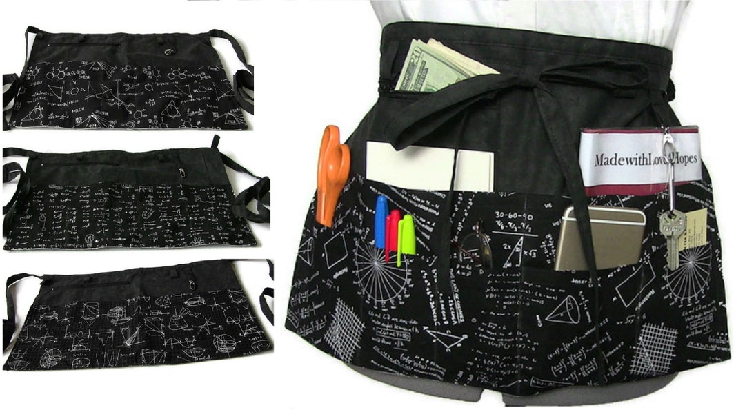 Teacher Apron/apron With Pockets/cash Apron/half Apron With Zipper ...