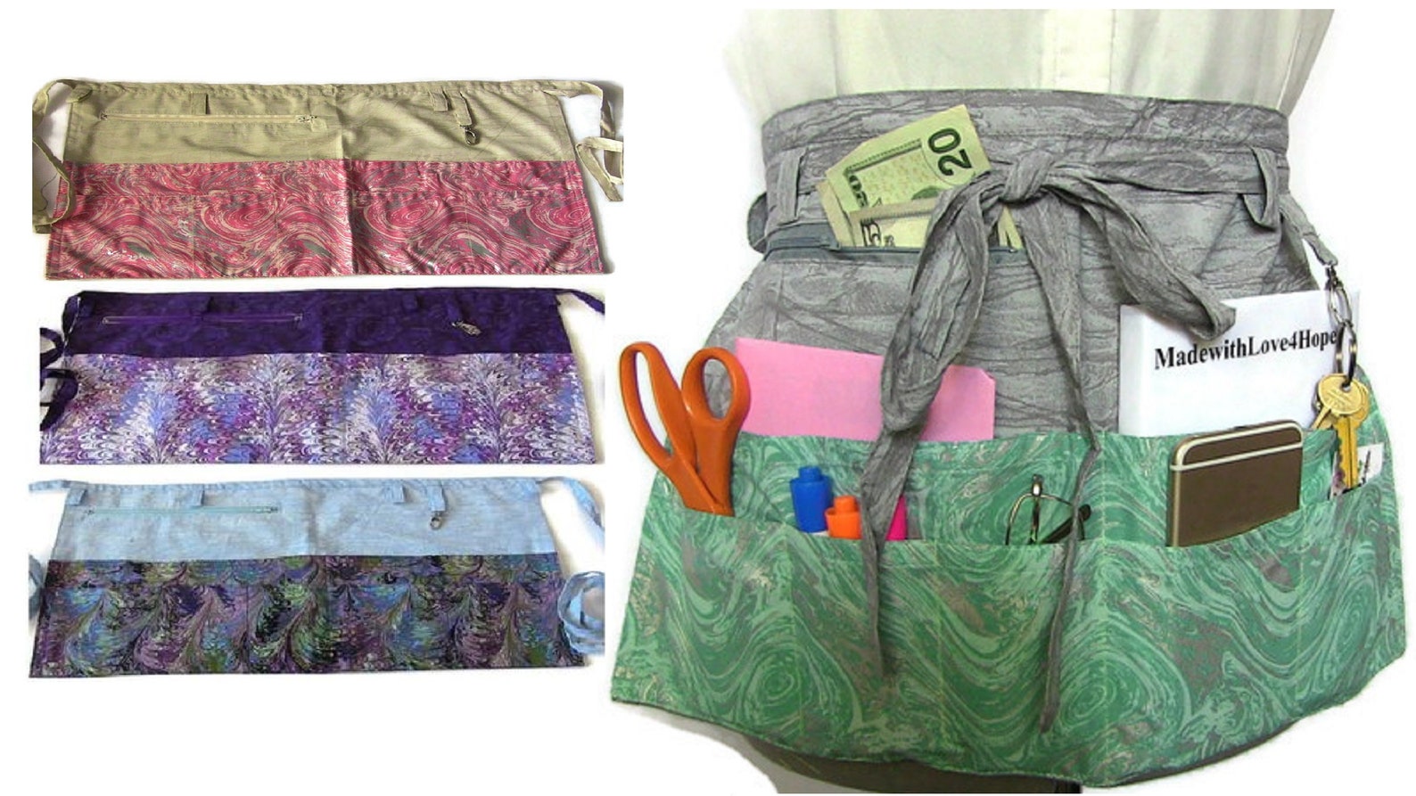 Apron With Pockets/cash Apron/half Apron/teacher Apron/utility - Etsy