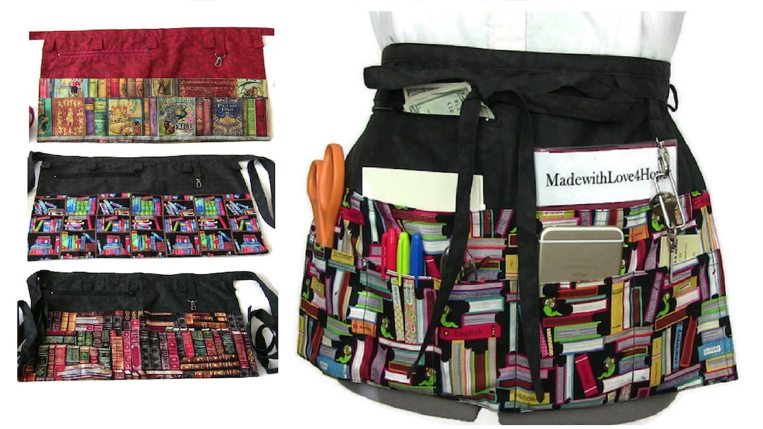 Teacher Apron With Pockets/half Apron With Zipper Pocket/teacher ...