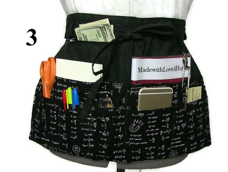 Teacher Apron/apron With Pockets/cash Apron/half Apron With Zipper ...