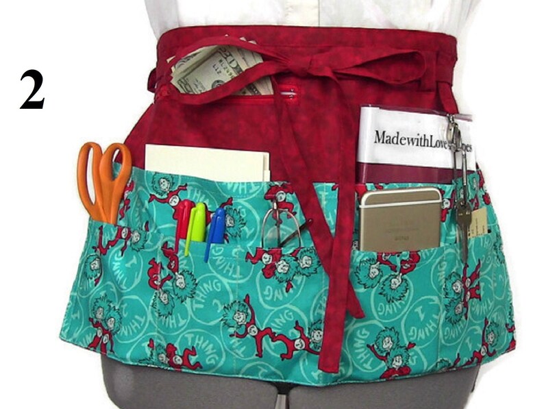 Teacher Apron With Pockets/half Apron With Zipper Pocket/teacher ...