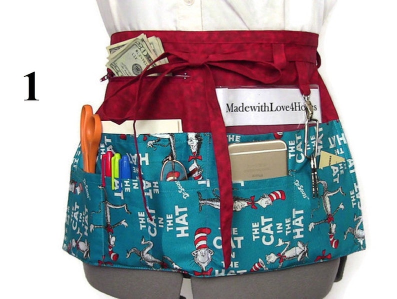 Teacher Apron With Pockets/half Apron With Zipper - Etsy