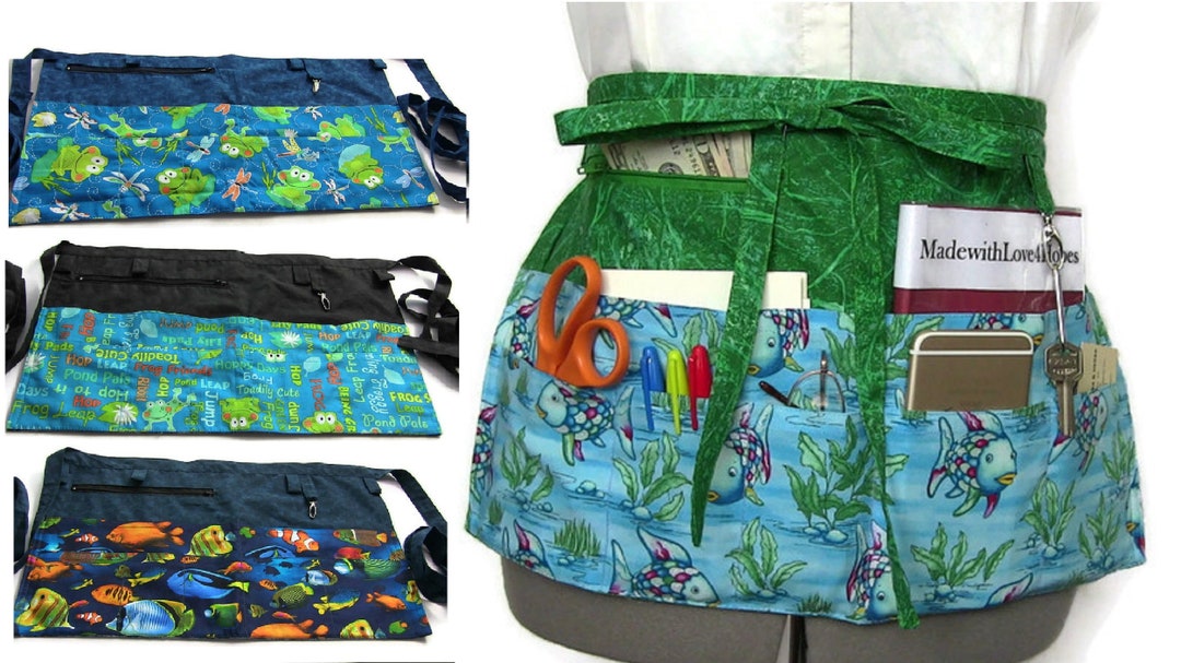 Fish Apron/frog Apron/teacher Apron/apron With Pockets/half Apron With ...