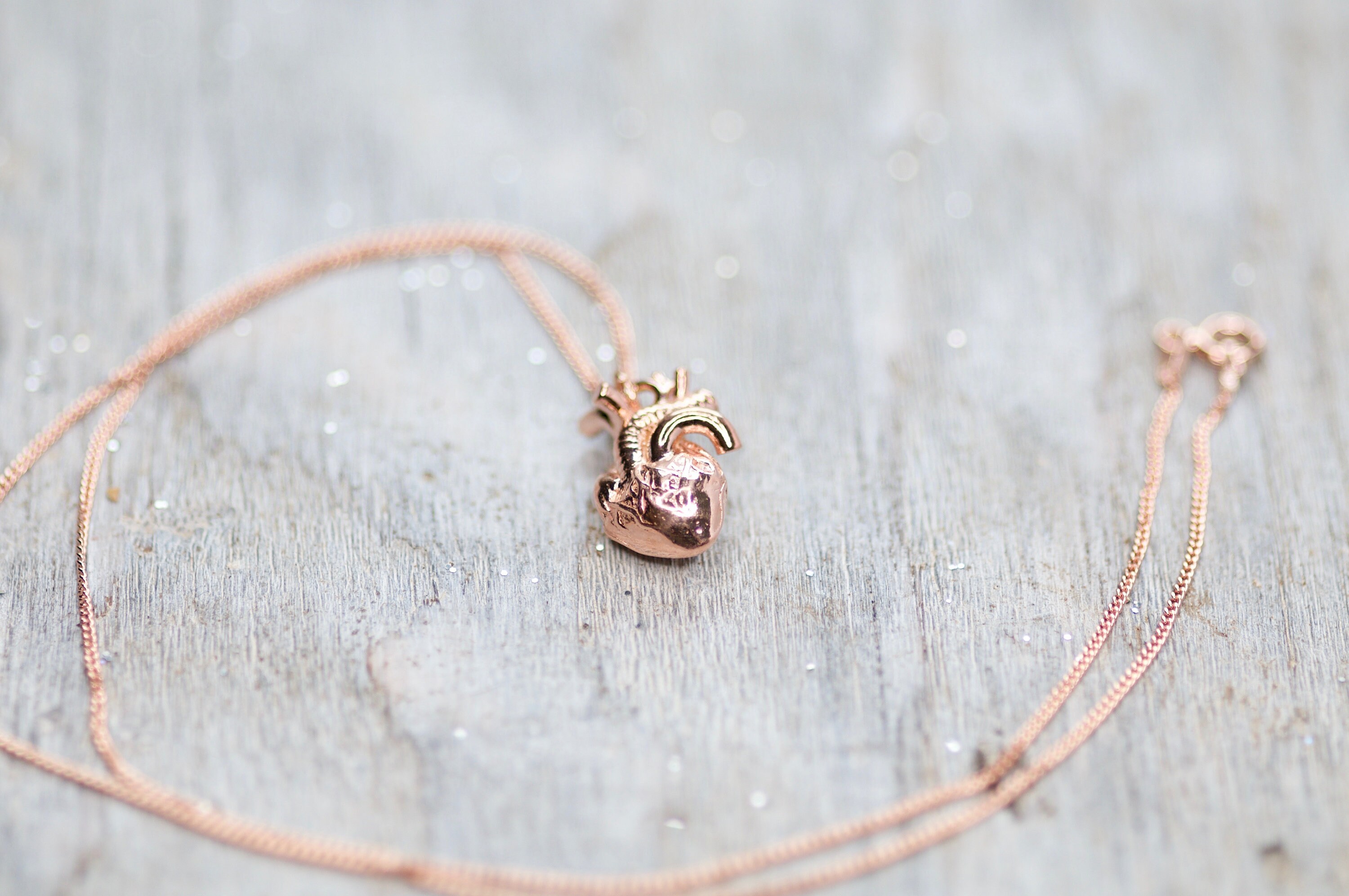 3D Anatomical Human Heart Charm Necklace Rose Gold Medicine | Etsy