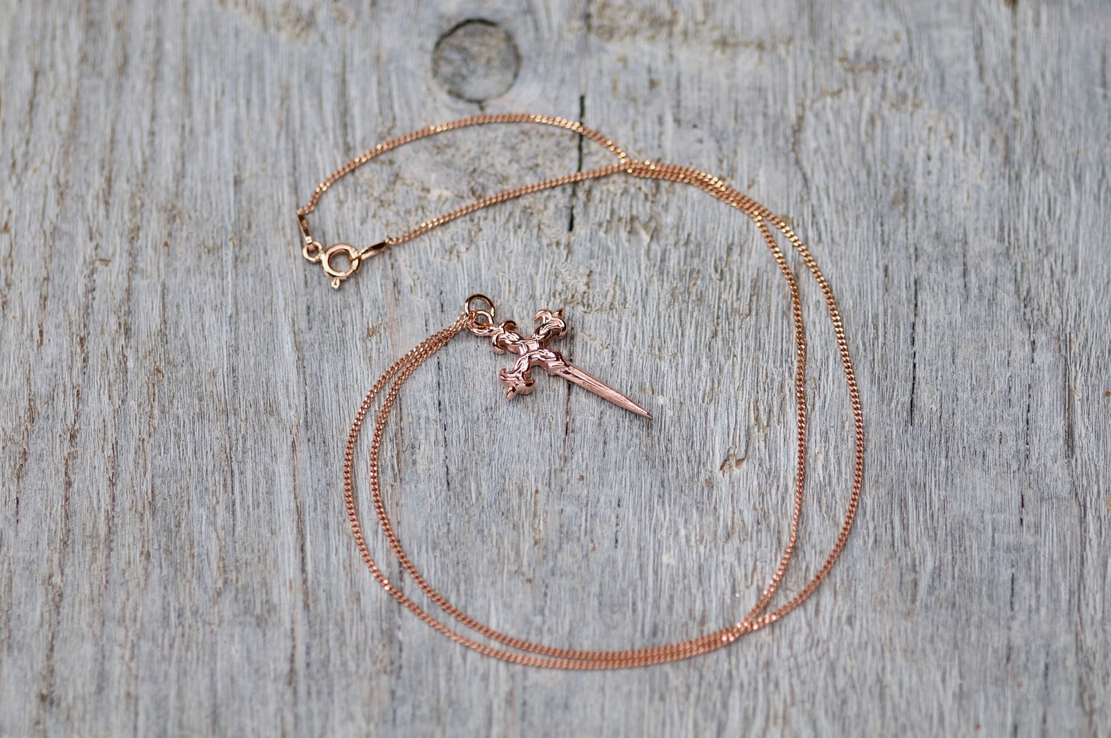 Crucifix Dagger Pendant 18k Dagger Charm Necklace Silver - Etsy