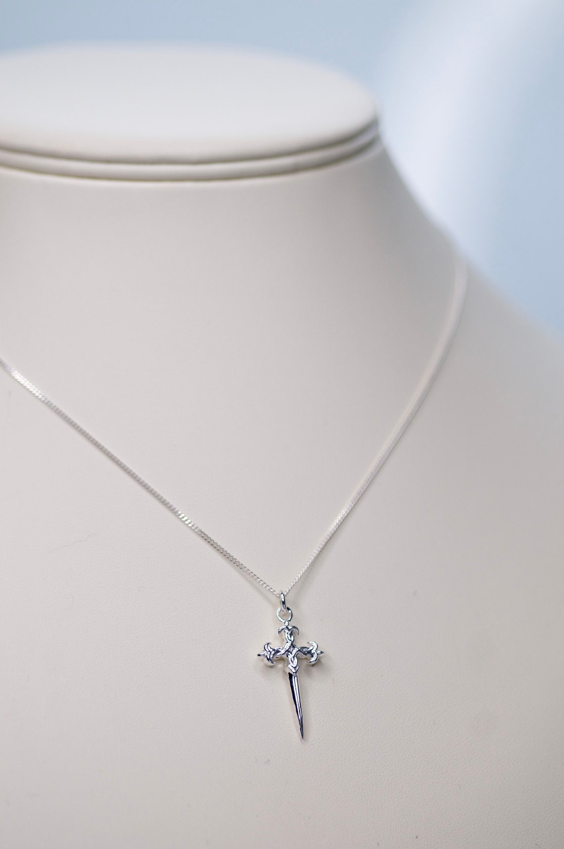 Crucifix dagger pendant Silver Dagger Charm Necklace Silver | Etsy