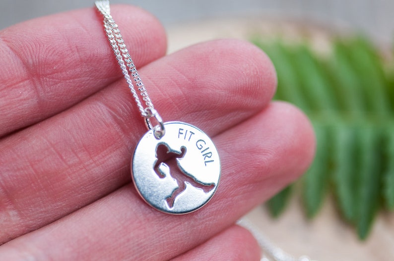 Fit Girl Charm Necklace Gift for Girlfriend, Gift for Runner, Silver ...