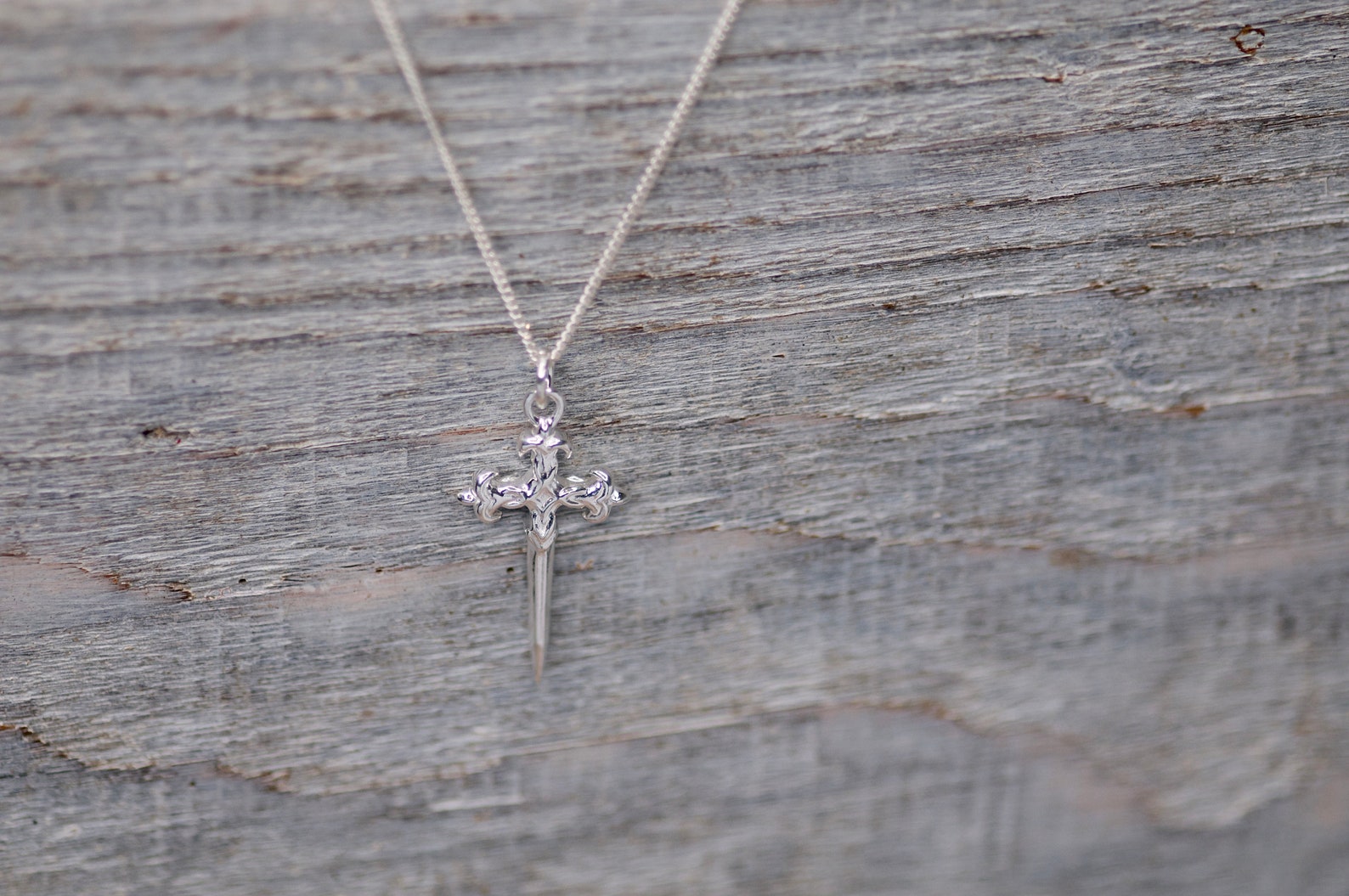 Crucifix Dagger Pendant Silver Dagger Charm Necklace Silver | Etsy