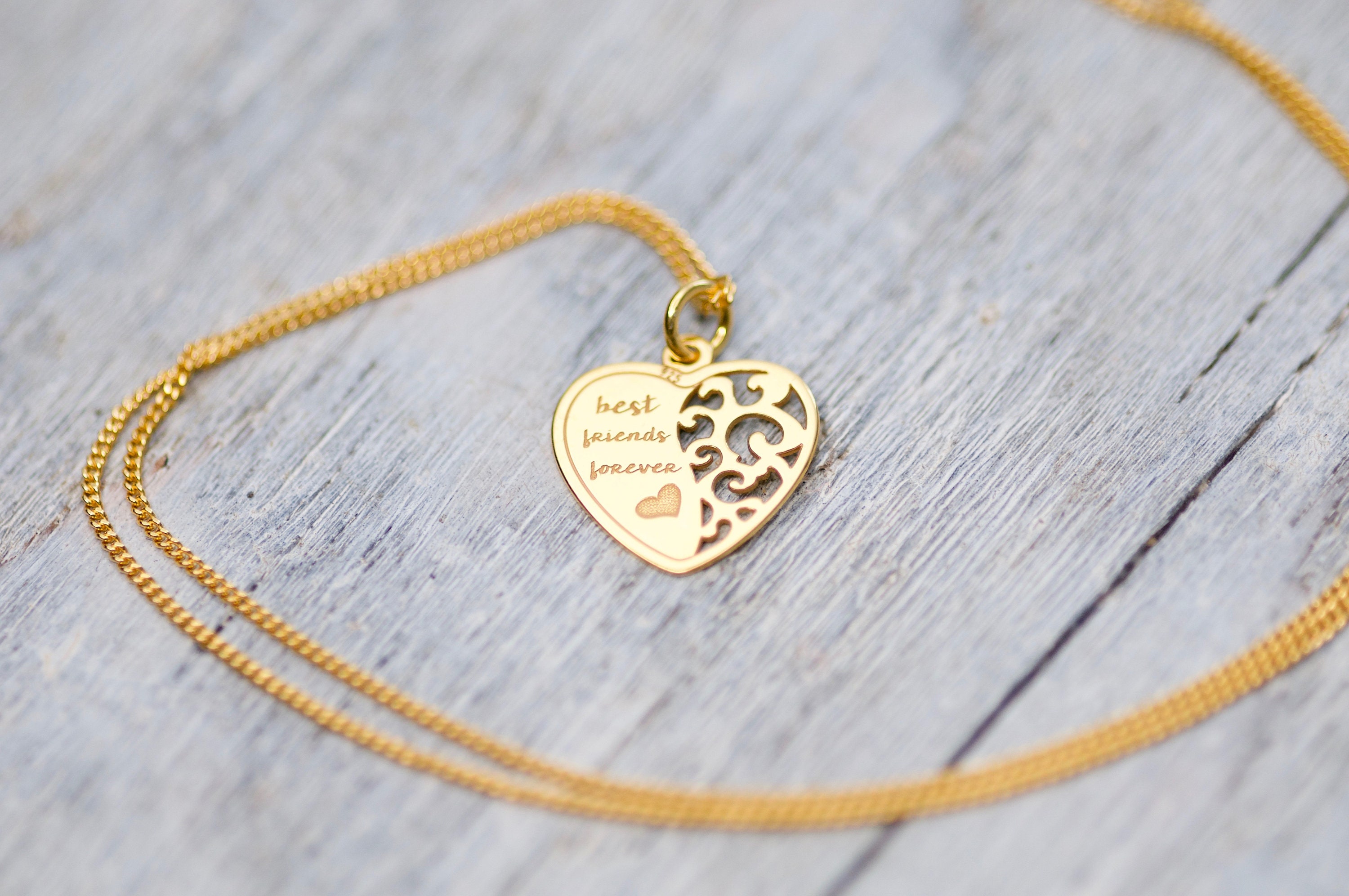 Heart Charm Necklace Best Friends Forever 24k Best Friend | Etsy
