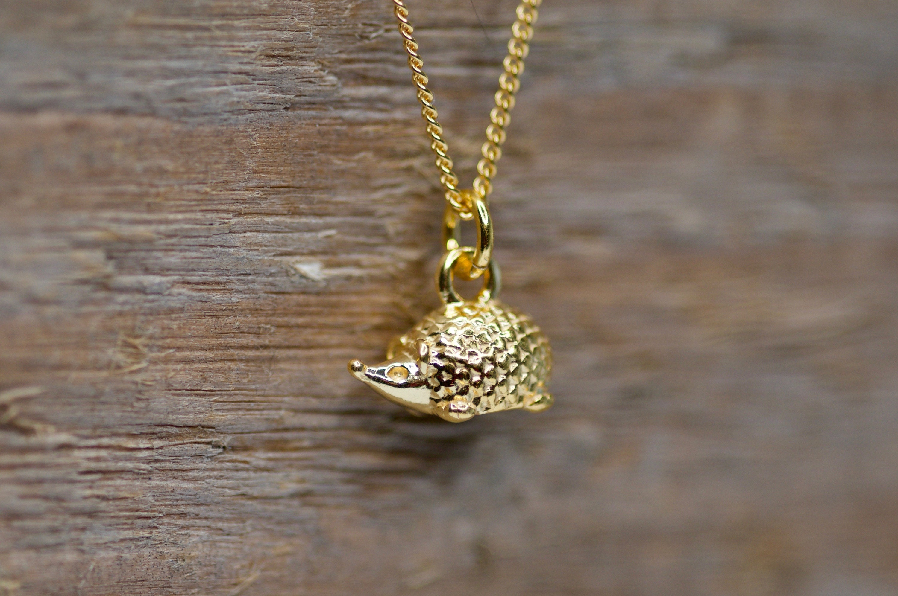 Hedgehog Charm Necklace 24k Tiny Hedgehog Necklace Daughter | Etsy