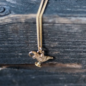 Dainty Aladdin's Lamp Charm Necklace 24k Golden Aladdin Necklace Good ...