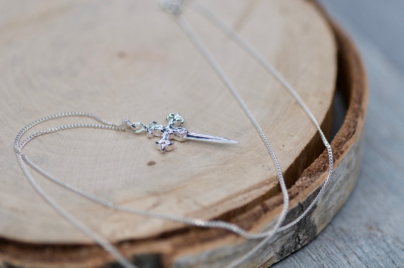 Crucifix Dagger Pendant Silver Dagger Charm Necklace Silver | Etsy