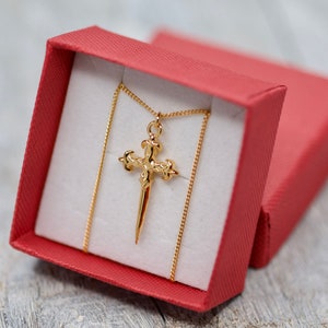 Crucifix Dagger Pendant 24k, Dagger Charm Necklace, Silver Sword ...