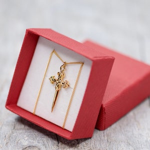 Crucifix Dagger Pendant 24k, Dagger Charm Necklace, Silver Sword ...