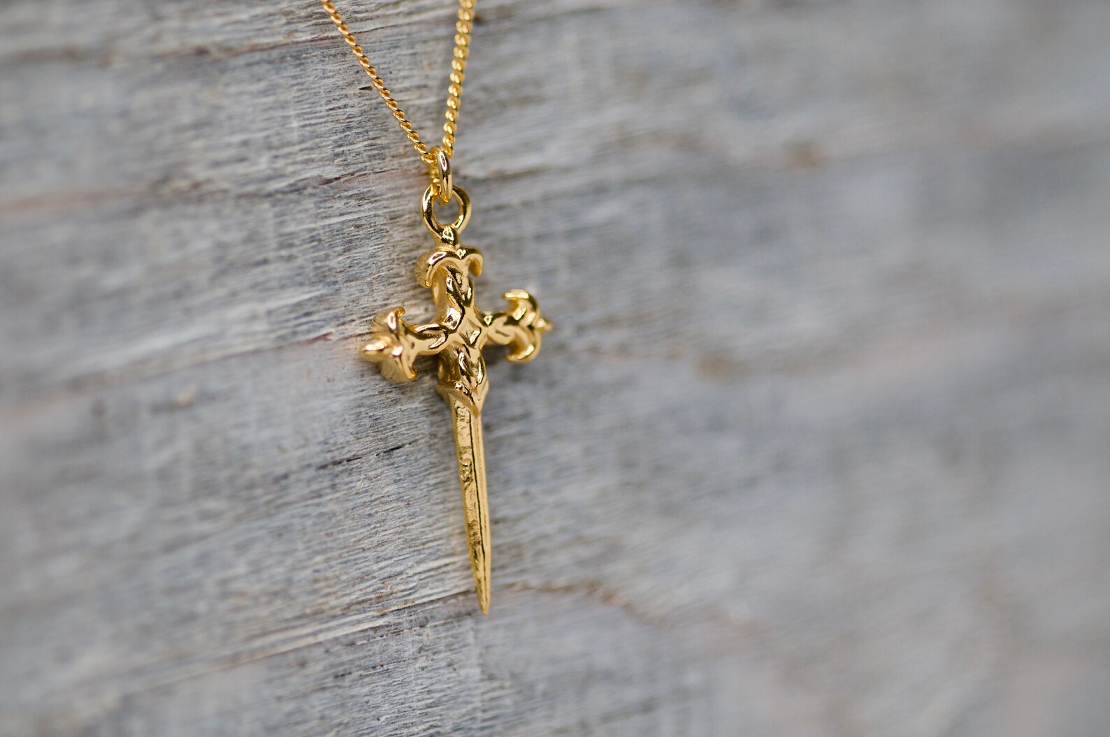 Crucifix Dagger Pendant 24k Dagger Charm Necklace Silver | Etsy