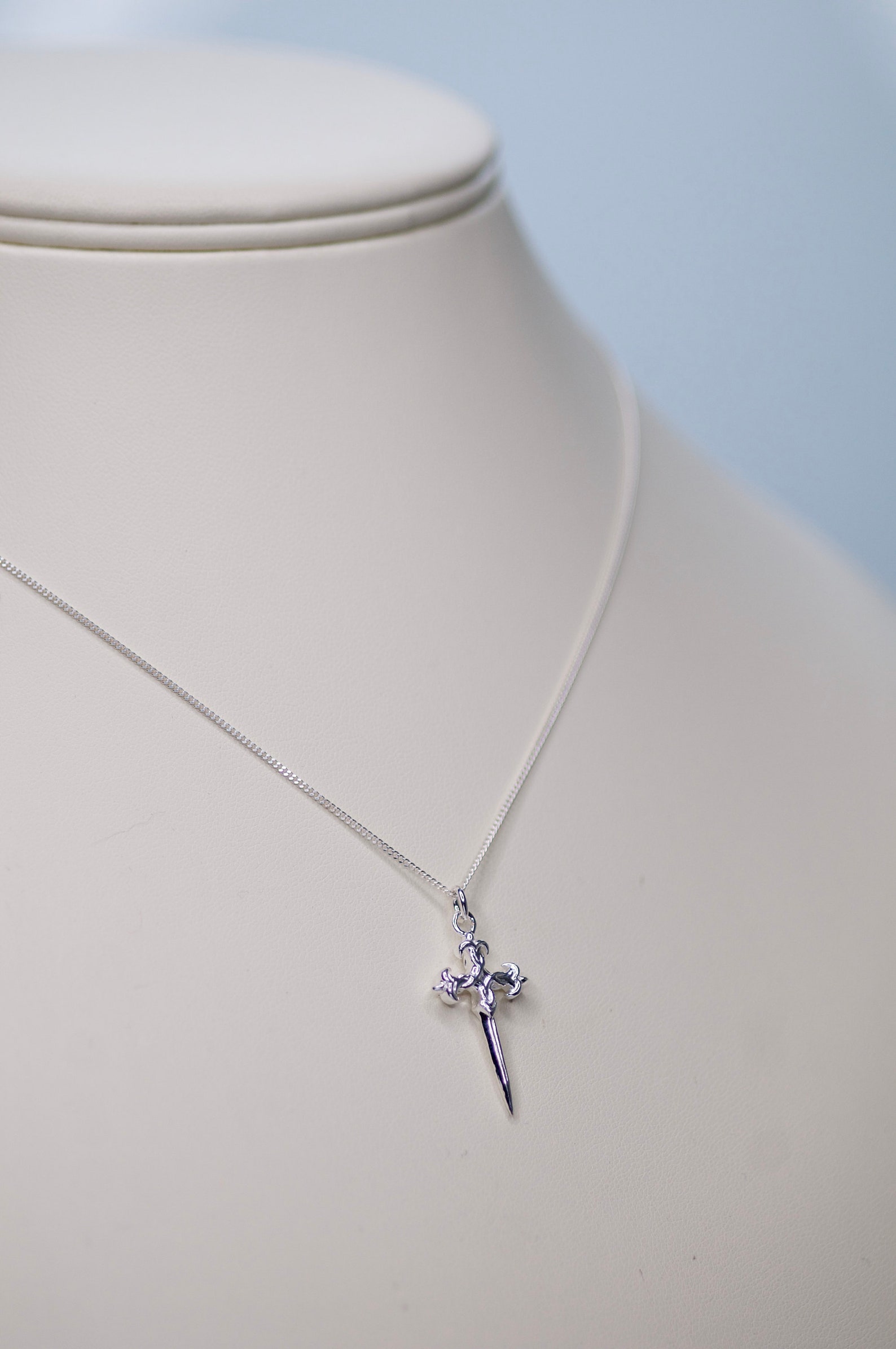 Crucifix Dagger Pendant Silver Dagger Charm Necklace Silver | Etsy