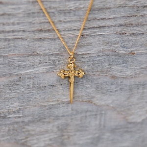 Crucifix Dagger Pendant 24k, Dagger Charm Necklace, Silver Sword ...
