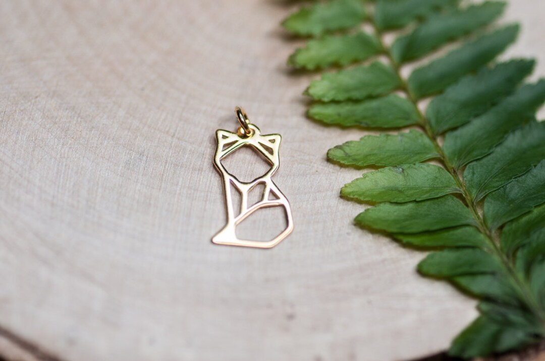 Origami Fox Charm 24k Over Sterling Silver AG925 Cute Fox Pendant ...