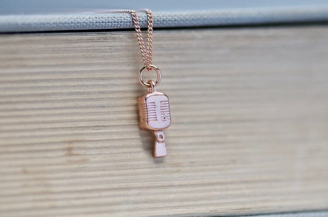 Microphone Necklace, Solid Sterling Silver Retro Microphone Pendant ...