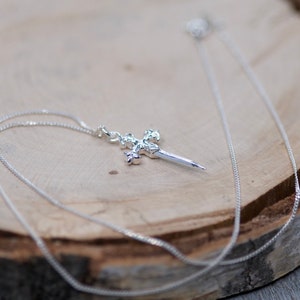 Crucifix Dagger Pendant, Silver Dagger Charm Necklace, Silver Sword ...