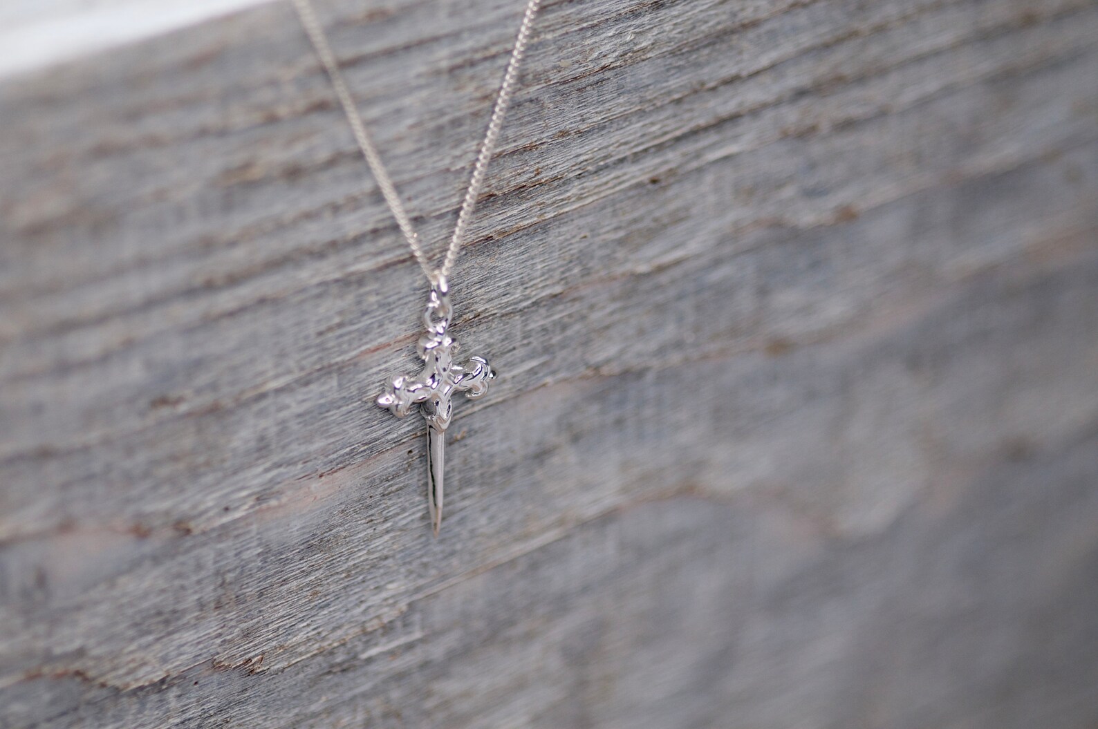 Crucifix dagger pendant Silver Dagger Charm Necklace Silver | Etsy