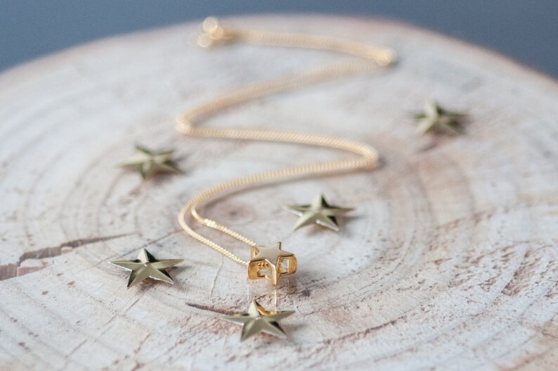 Small Star Charm Necklace 24k Gold Gift for Her Dainty Star Jewelry ...