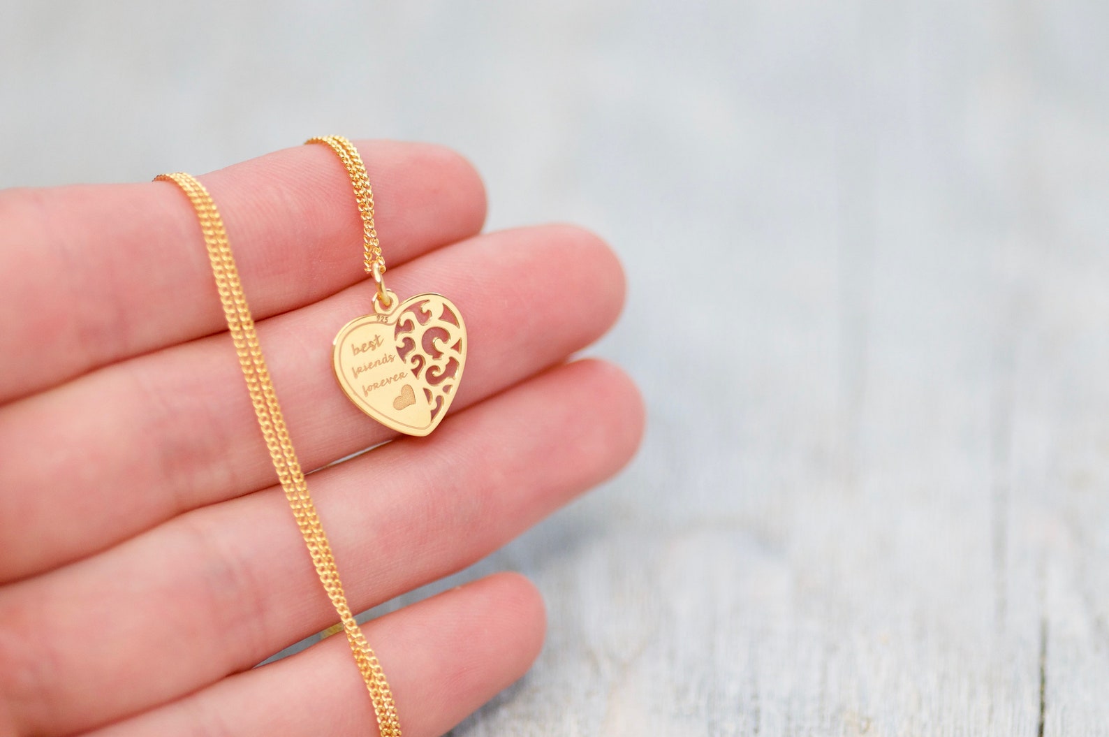 Heart Charm Necklace Best Friends Forever 24k Best Friend | Etsy
