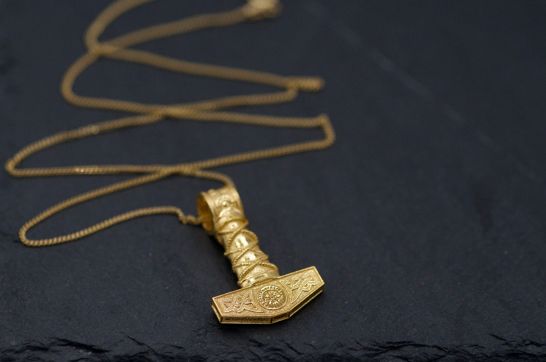 Mjolnir Thor Hammer Necklace Sterling Silver 24k, Mjolnir Pendant ...